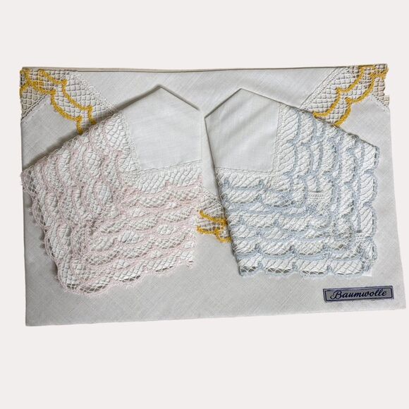 Handmade | Accessories | Vintage Crochet Lace Handkerchief Set Of 3 ...